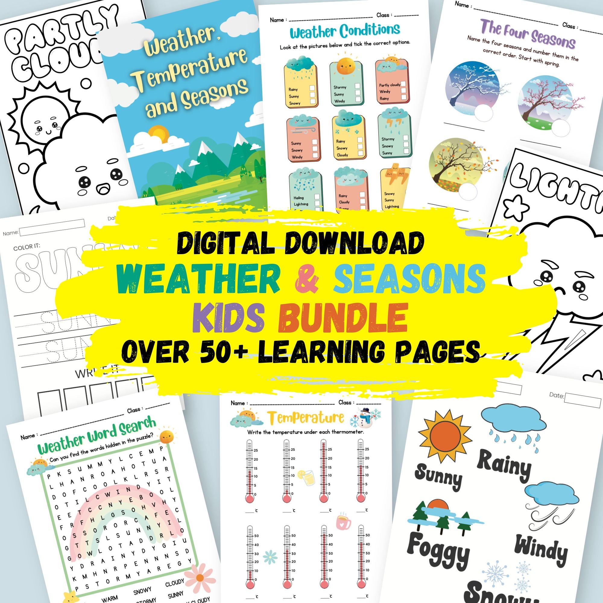 MRR Weather + Seasons Kids Learning Bundle - Over 50+ Pages – DL