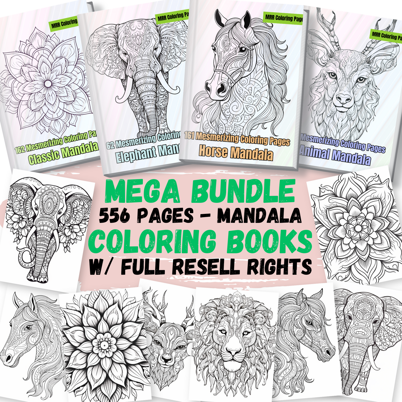 MRR 556 Coloring Pages, Mandala MEGA Bundle with Full Master Resell Ri ...